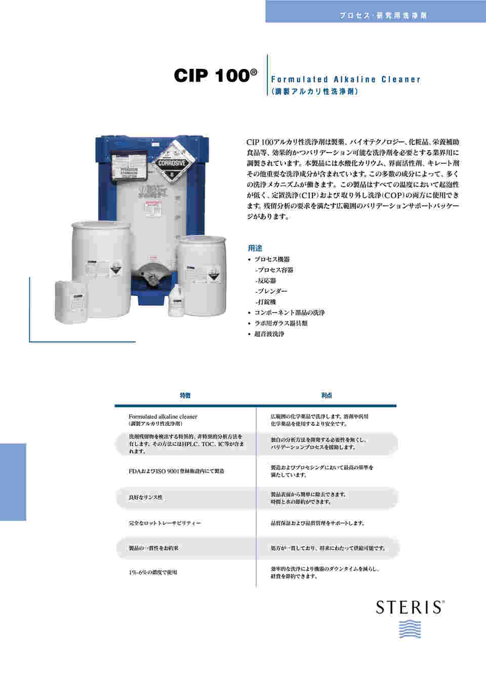 3-3443-01 工艺清洗剂，碱性清洗液研究 CIP100 【AXEL GLOBAL】无