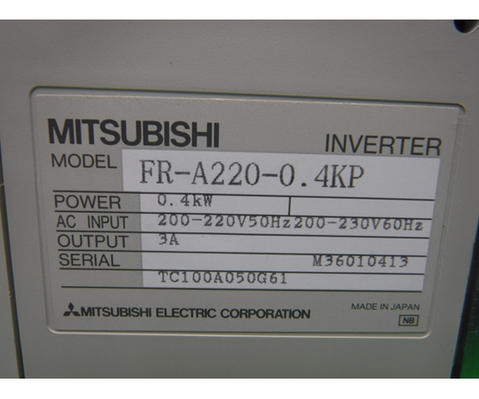 44-1223-07 【中古品】インバーター FR-A220-0.4KP 【AXEL】 アズワン