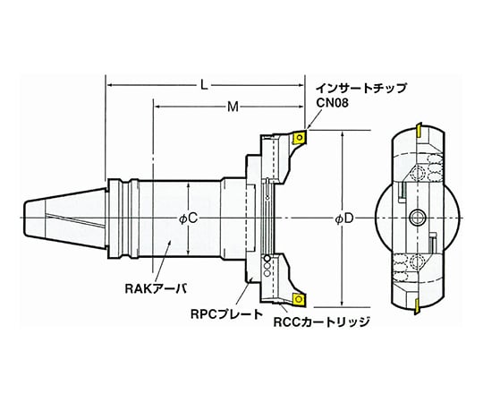 62-3666-60 バランスカット大径用ボーリングバー(鉄・鋳物重切削用 MBT40-RAC180-205 【AXEL】 アズワン