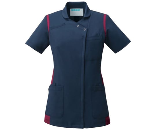 レディススクラブ（衿付き）ネイビーxワイン 973-48シリーズ KAZEN 【AXEL】 アズワン