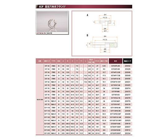 63-1932-59 ICF34 固定6.4穴あきフランジ ICF34F6.4B 【AXEL】 アズワン