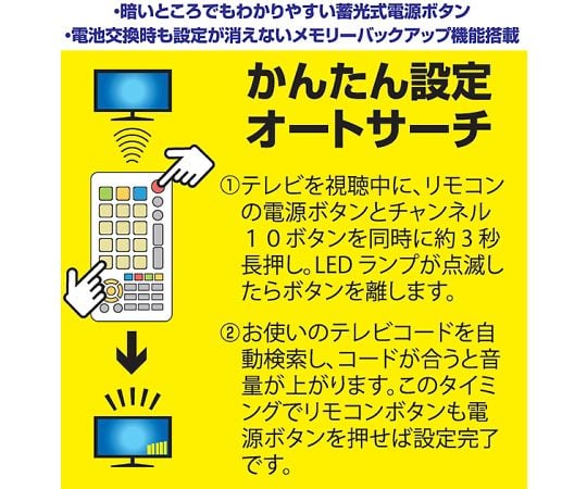 キュリオム テレビリモコン （プレーヤー/チューナー対応） 国内主要メーカー対応 QRA-TVM100(W) - as kitchen（アズキッチン）