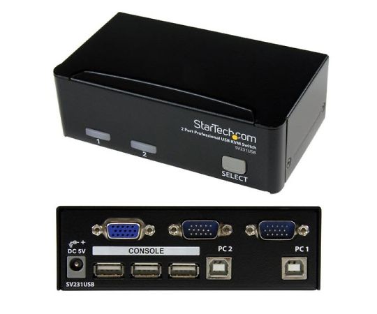 65-1902-75 2ポートUSB接続KVMスイッチ PCパソコン2台用CPU切替器 USB/VGAケーブル付属 SV231USB ...