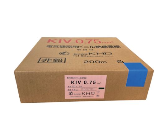 65-2591-46 KIV0.75 機器用ビニル電線 黄 200m KIV0.75SQ-03-200M 【AXEL】 アズワン