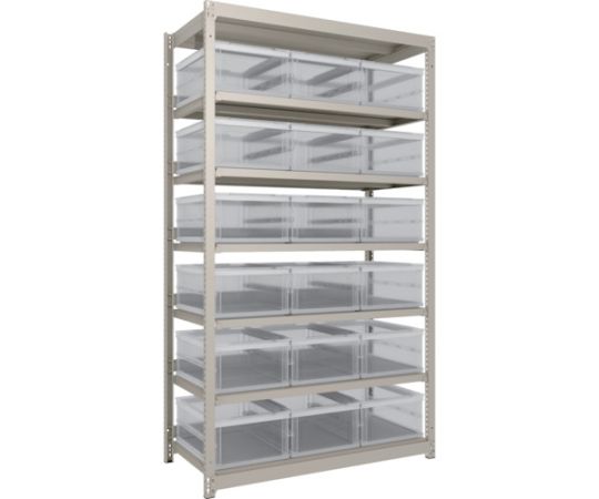 65-2597-18 M1.5型軽中量棚 オリコン保管タイプ H2100×W1160×D595 TSK-О30B透明×18個付 M1.5 ...