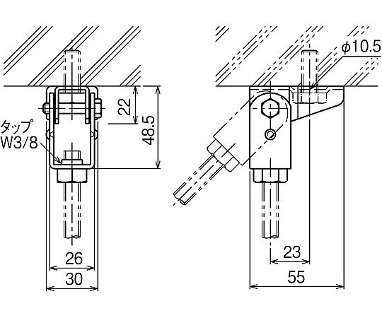 65-2848-39 斜め吊り金具 ステンレス 1箱（10個入） S-BSH2-W3 【AXEL】 アズワン