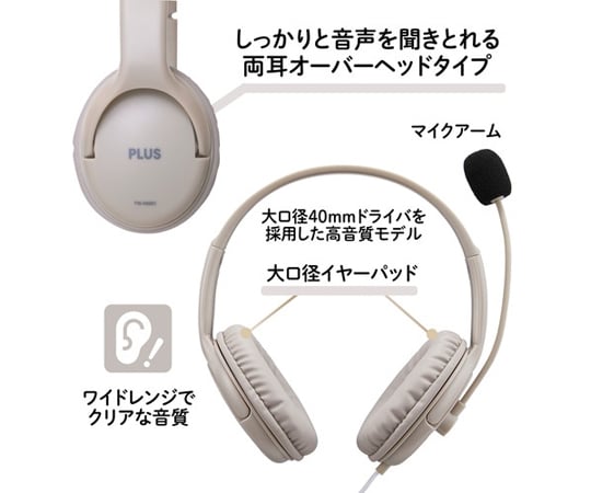 65-6675-07 シュウチュウできる 大型ヘッドセット グレー TW-HS001 【AXEL】 アズワン