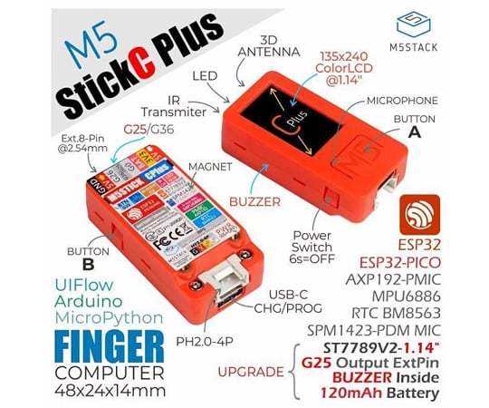 [現在受注を停止している商品です]M5StickC Plus M5STACK-K016-P 67-0372-02 【AXEL】 アズワン