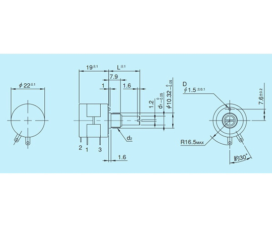 67-0394-49 ポテンショメータ（10回転型、5kΩ） 22HPM-10-5K 【AXEL】 アズワン