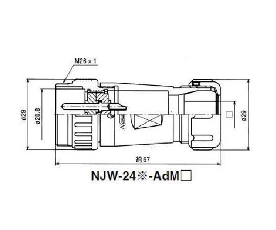 [現在受注を停止している商品です]NJWアダプター 防水型（シェルφ24・16極） NJW-2416-ADM11 67-0449-01 【AXEL】 アズワン