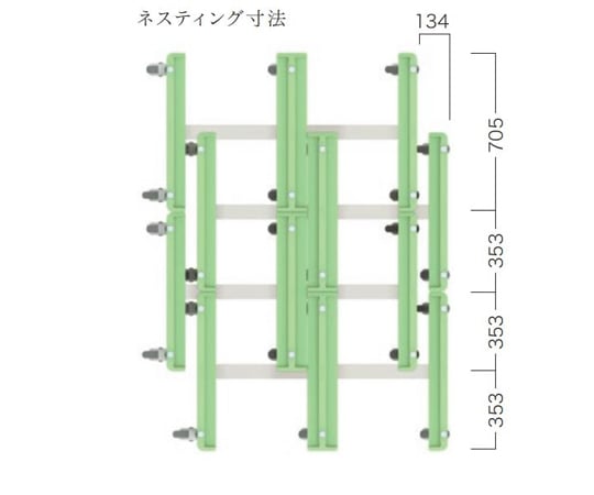 67-4510-21 下膳カート66_1列_6段_TW330 イエローグリーン MCR242YG 【AXEL】 アズワン