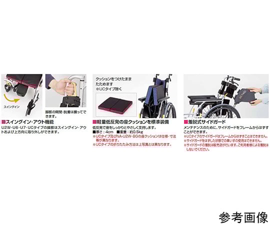 67-8076-53 ウルトラシリーズ車いす 多機能型 介助用 38シート幅 42前座高 インディゴ NAH-U2W 【AXEL】 アズワン