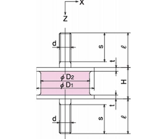 69-3095-30 丸形防振ゴム（ゴム硬度45） KA形 許容荷重（Z方向/1090N、X方向/360N） KA-40-45 【AXEL】 アズワン