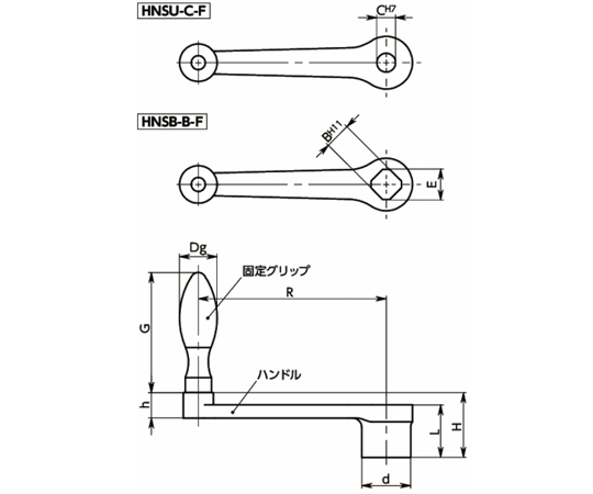 69-4030-64 ストレートクランク HNSU-F・HNSB-F HNSB-100-B14-F 【AXEL】 アズワン