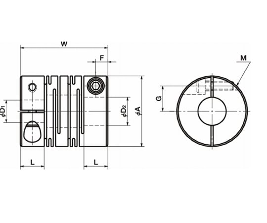 69-4633-84 カップリング カプリコン（スリットタイプ） XSTS・XWSSシリーズ XSTS-63C-19-22 【AXEL】 アズワン