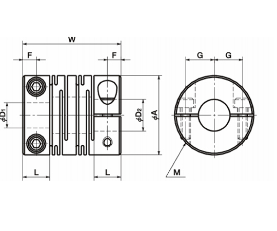 69-4635-81 カップリング カプリコン（スリットタイプ） XSTS・XWSSシリーズ XWSS-32C-8-8 【AXEL】 アズワン