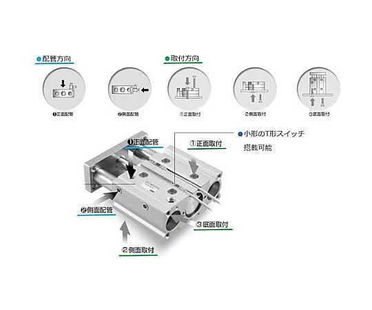 69-8201-33 ガイド付シリンダ ころがり軸受 STG 50パイ STG-B-50-125 【AXEL】 アズワン