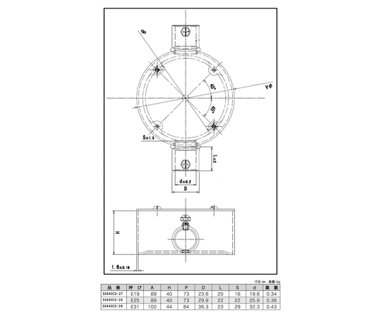 78-0803-71 露出ボックス(1方出/丸型) E19 EA940CS-27 【AXEL】 アズワン