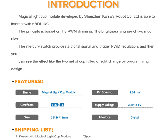80-0250-53 Keyestudio Magic Light Cup Module KS0030 【AXEL】 アズワン